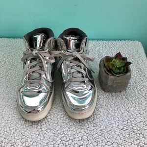 Skechers | Shoes | Skechers Silver Hitop Sneaker | Poshmark